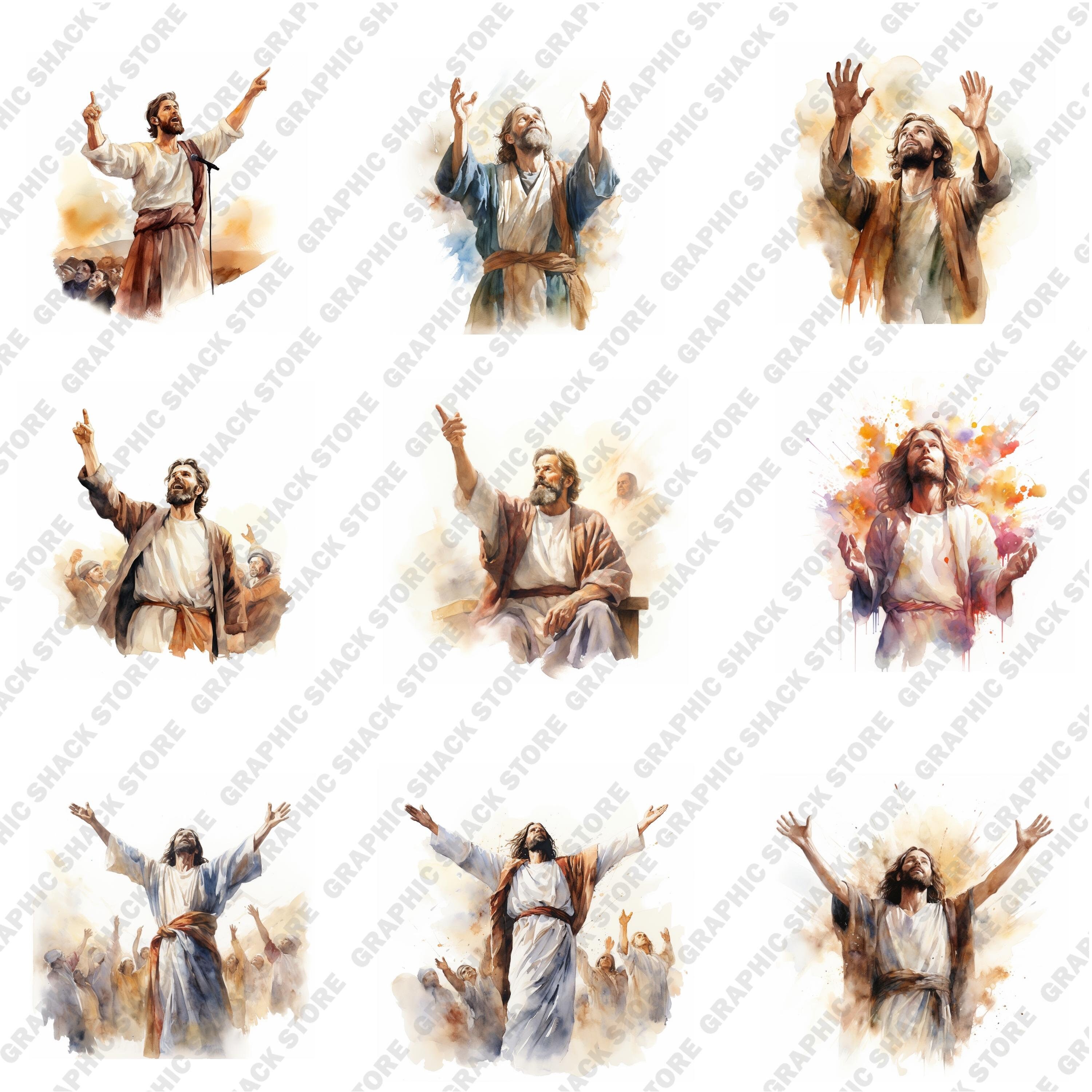90 Watercolor Ascension and Pentecost Clipart Christian Religious Bible ...