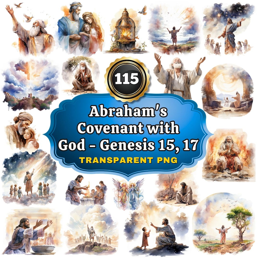 115 Watercolor Cliparts of Abraham's Covenant With God, Genesis 15,17 Spiritual Art for Bible ...