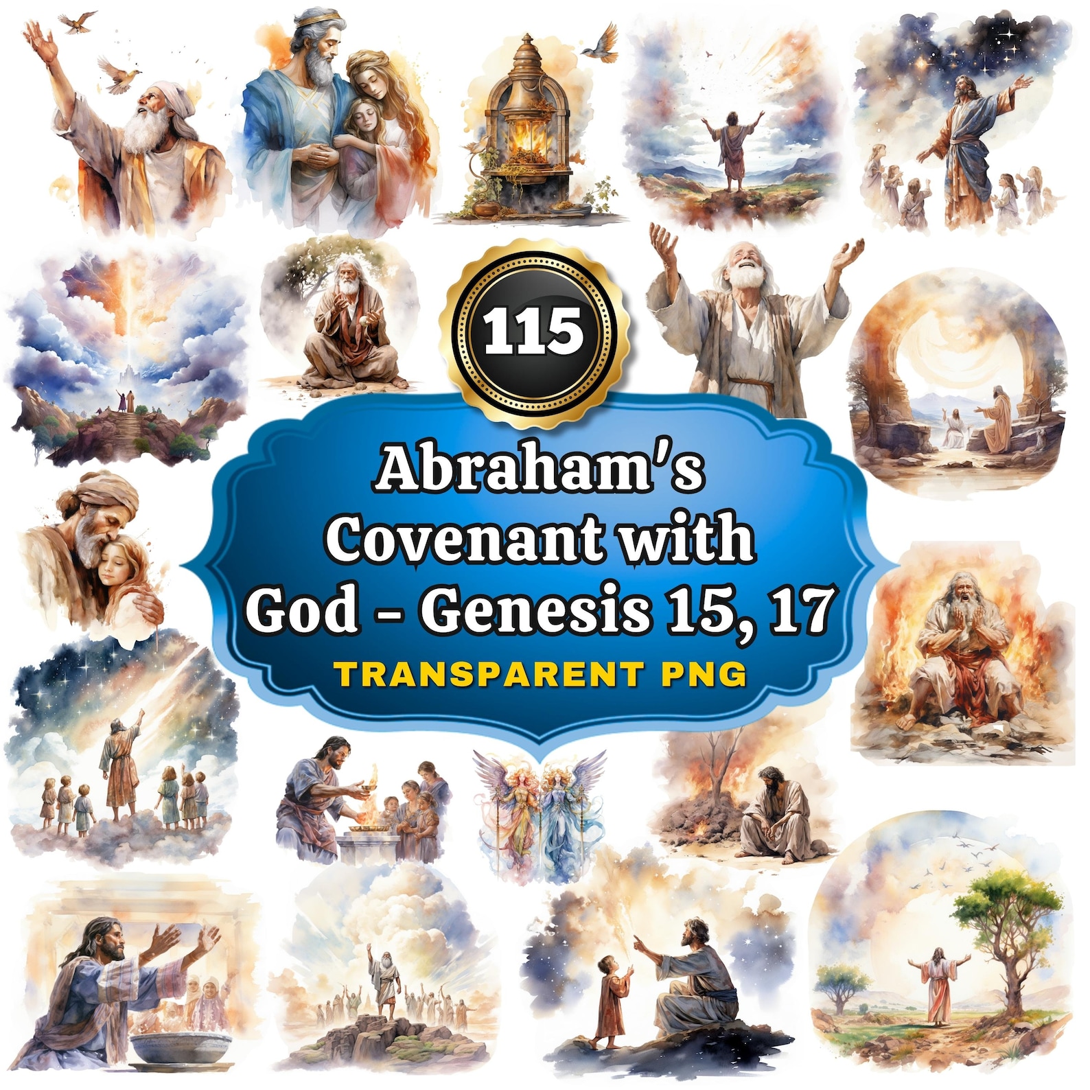 115 Watercolor Cliparts of Abraham's Covenant With God, Genesis 15,17 ...