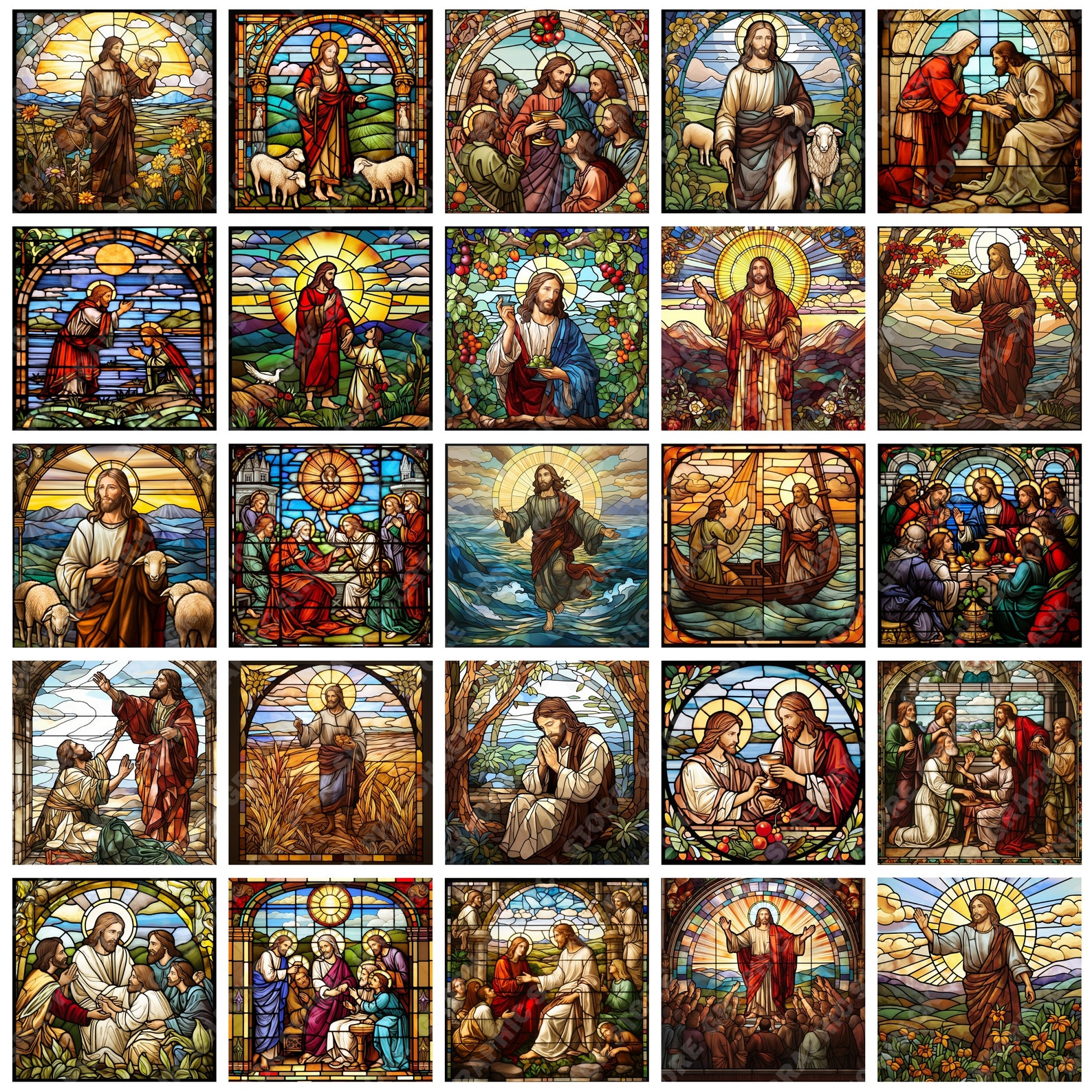 2120x Jesus Stained Glass Mega Bundle PNG Designs for Sublimation ...
