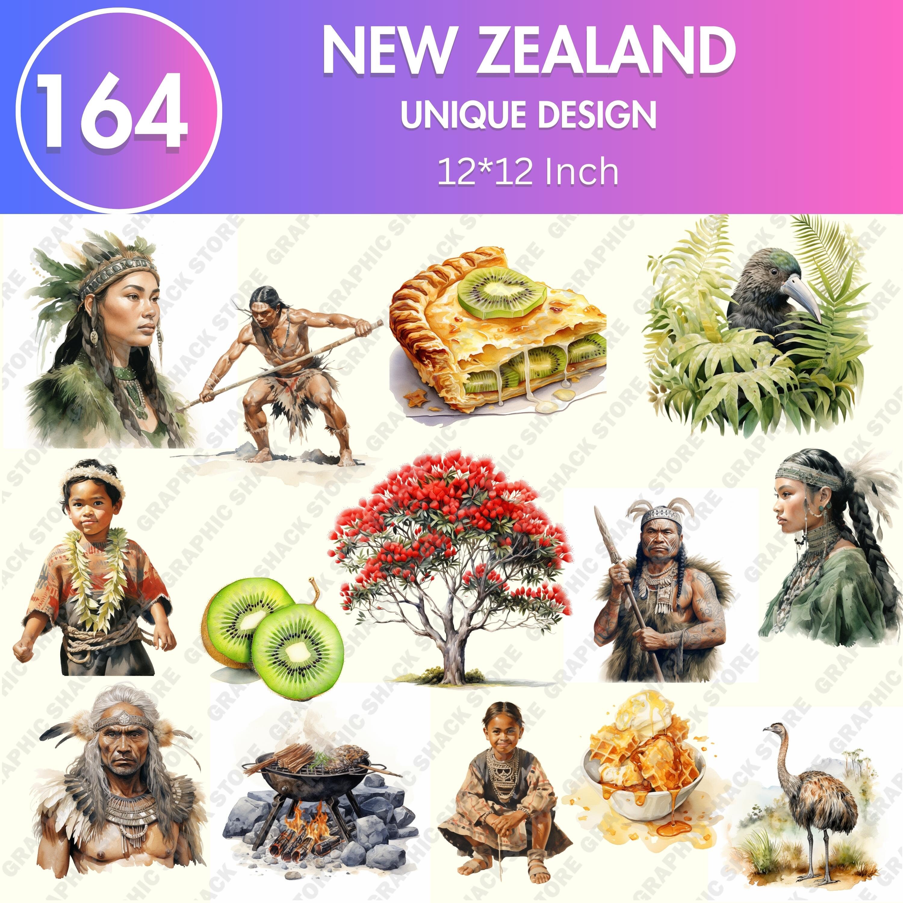 Watercolor New Zealand Clipart Bundle | 164 New Zealand Summer Travel ...
