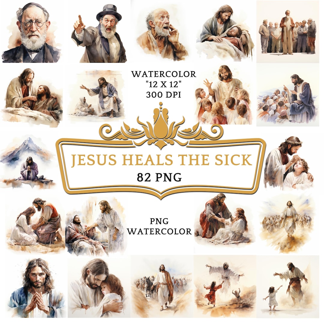 82 PNG Watercolor Jesus Heals the Sick Clip Art | Christian Religious ...