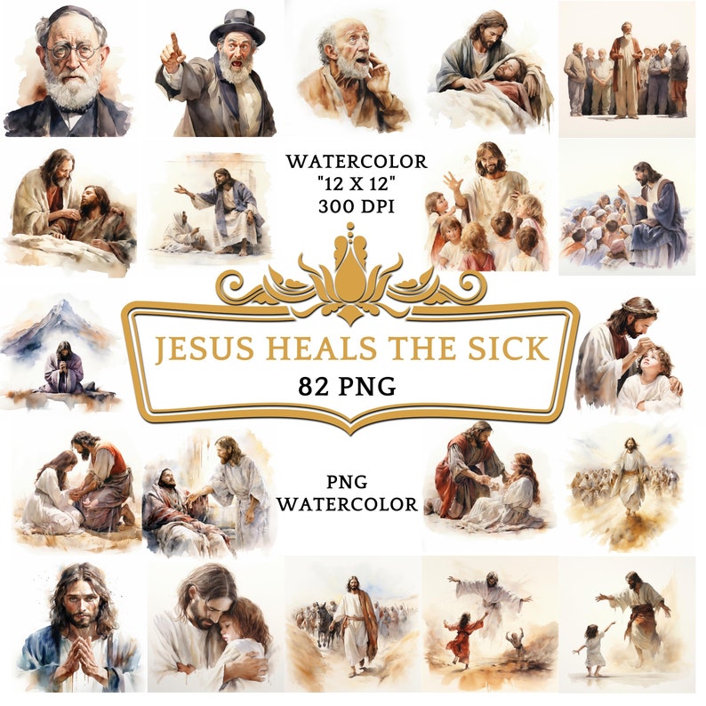 82 PNG Watercolor Jesus Heals the Sick Clip Art | Christian Religious ...