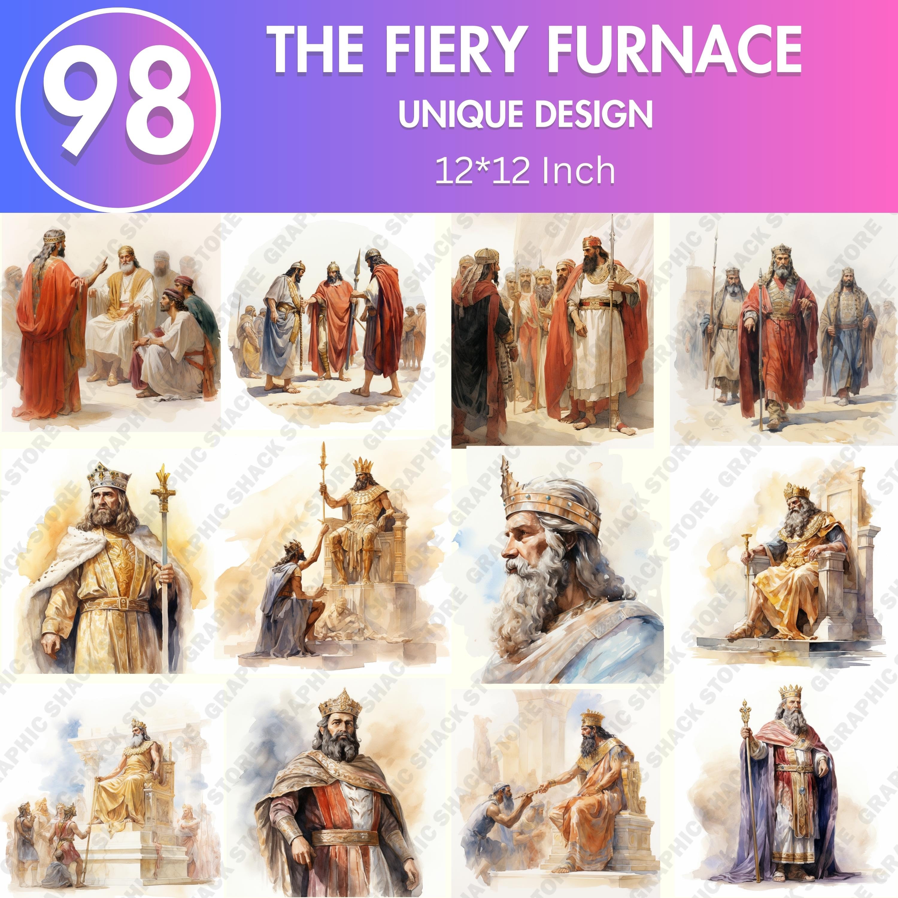 98 Watercolor the Fiery Furnace Clip Art Christian Religious Bible ...
