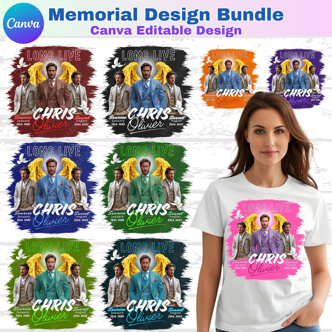 Memorial T Shirt Design Bundle, Editable Canva Memorial T Shirt Design ...