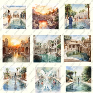 45 Watercolor Pool of Bethesda Clipart | Christian Religious Bible ...