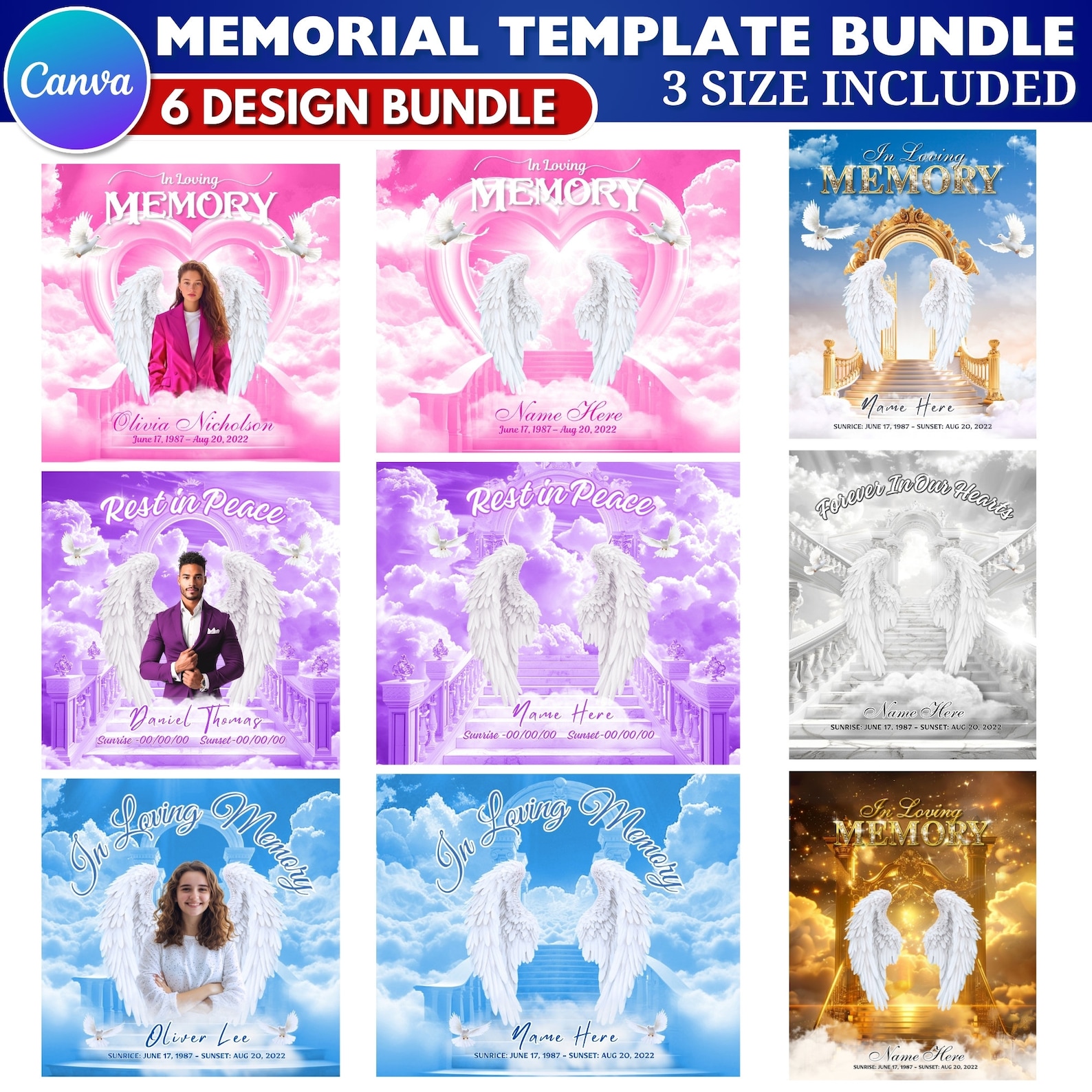 6+ in Loving Memory Design Bundle, Memorial Templates Heaven Background ...