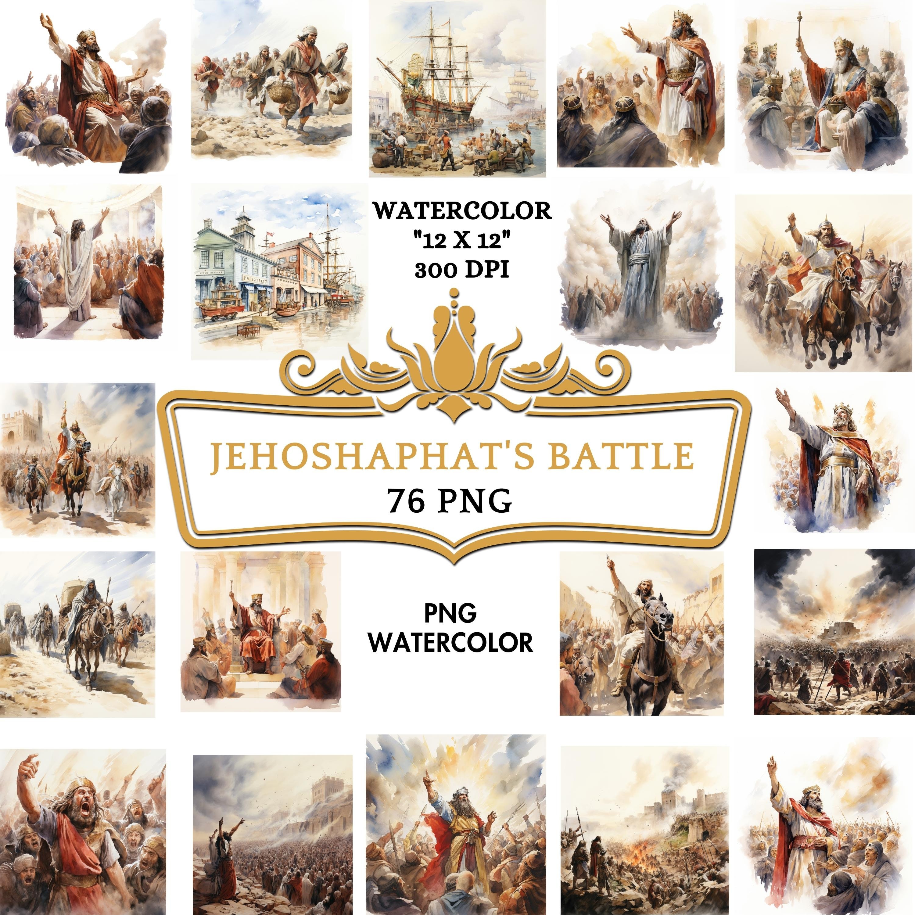76 PNG Watercolor Jehoshaphat's Battle Clip Art Christian Religious ...