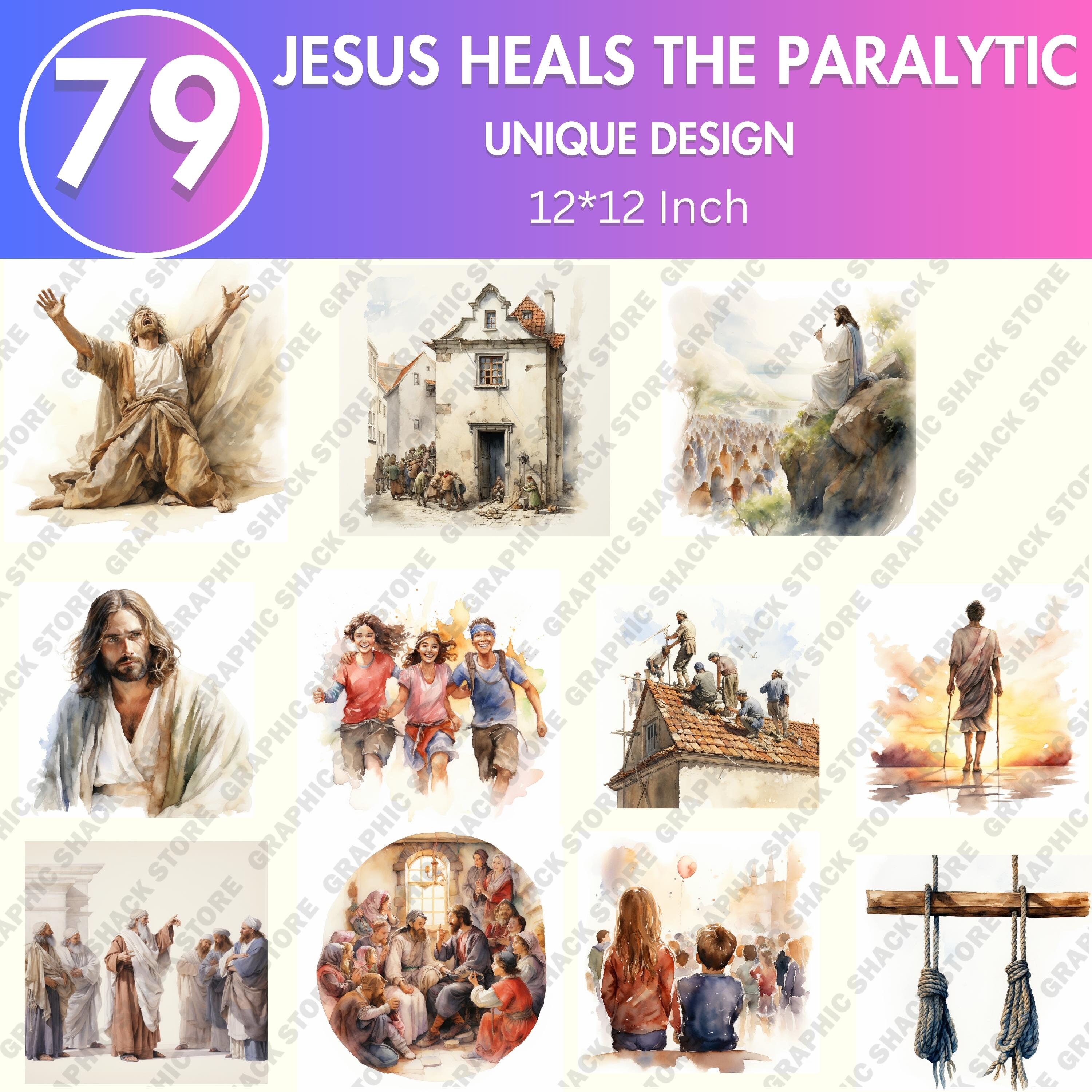 79 PNG Watercolor Jesus Heals the Paralytic Clipart Christian Religious ...