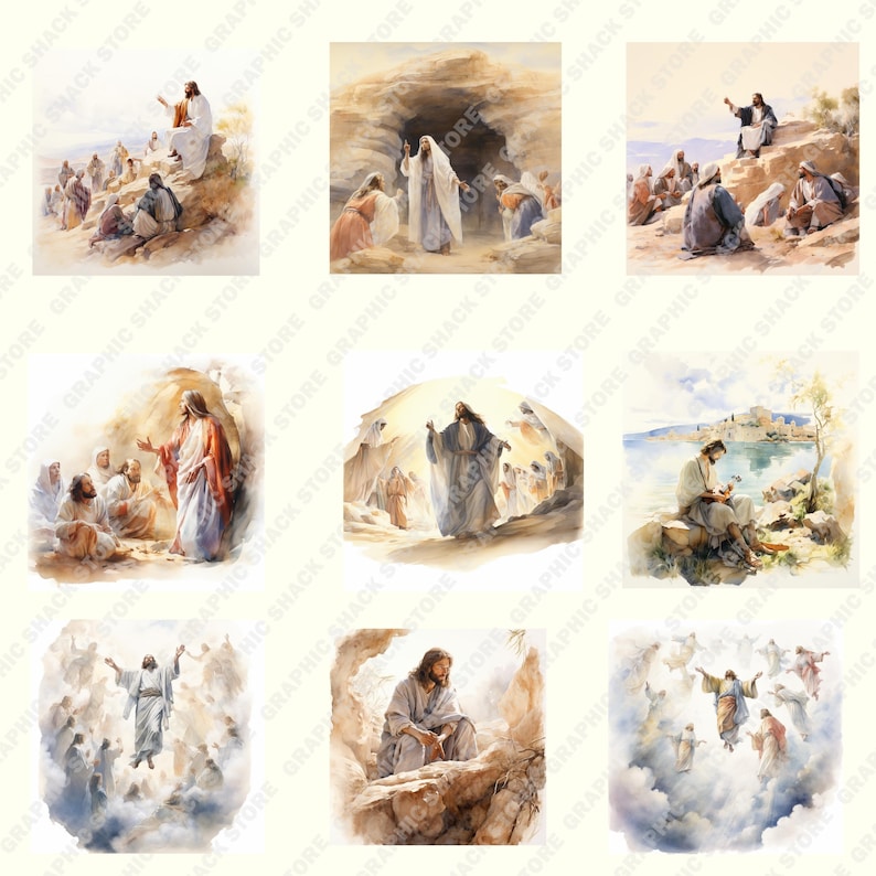 68 Water Color Jesus and 12 Disciples Clip Art |christian Religious ...