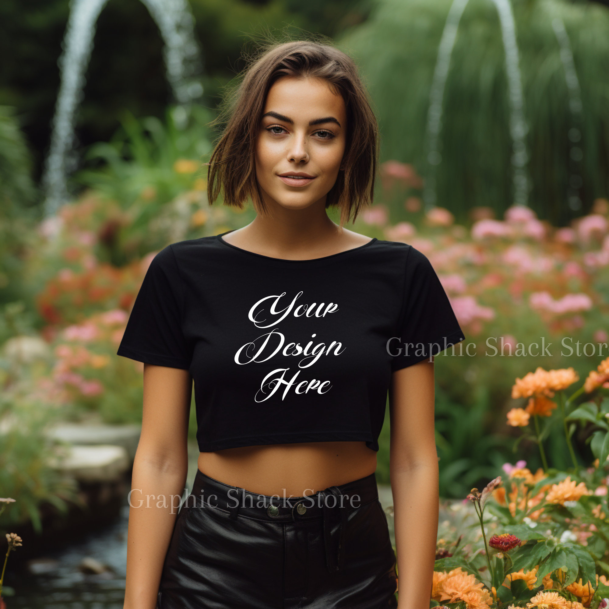 4 Black Champion Cropped Top Mock Up Summer Tee-shirt - Etsy
