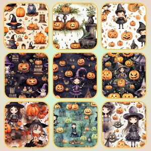 60 Seamless Watercolor Halloween Digital Paper Bundle | Halloween ...
