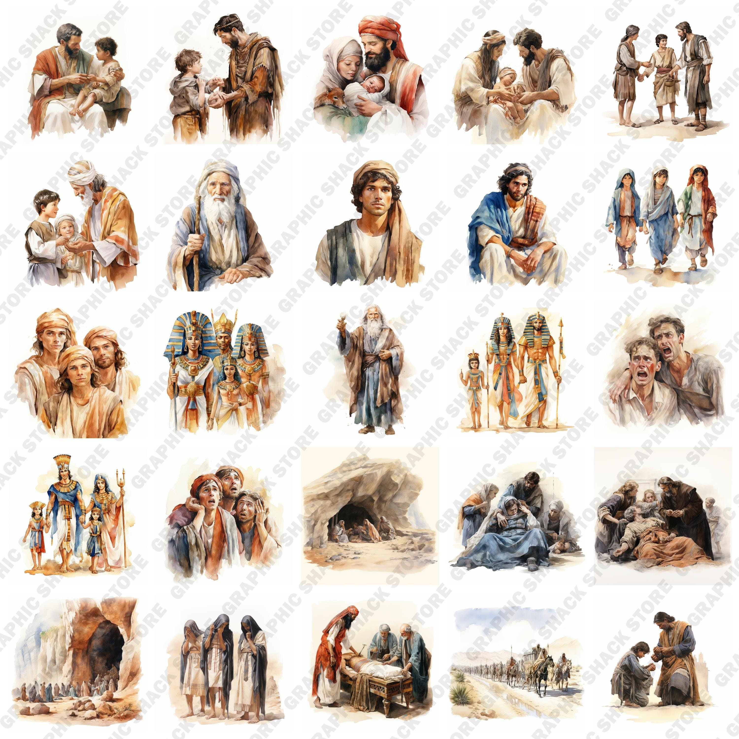 99 Watercolor Cliparts of the Death of Jacob and Joseph - Genesis 49-50 ...