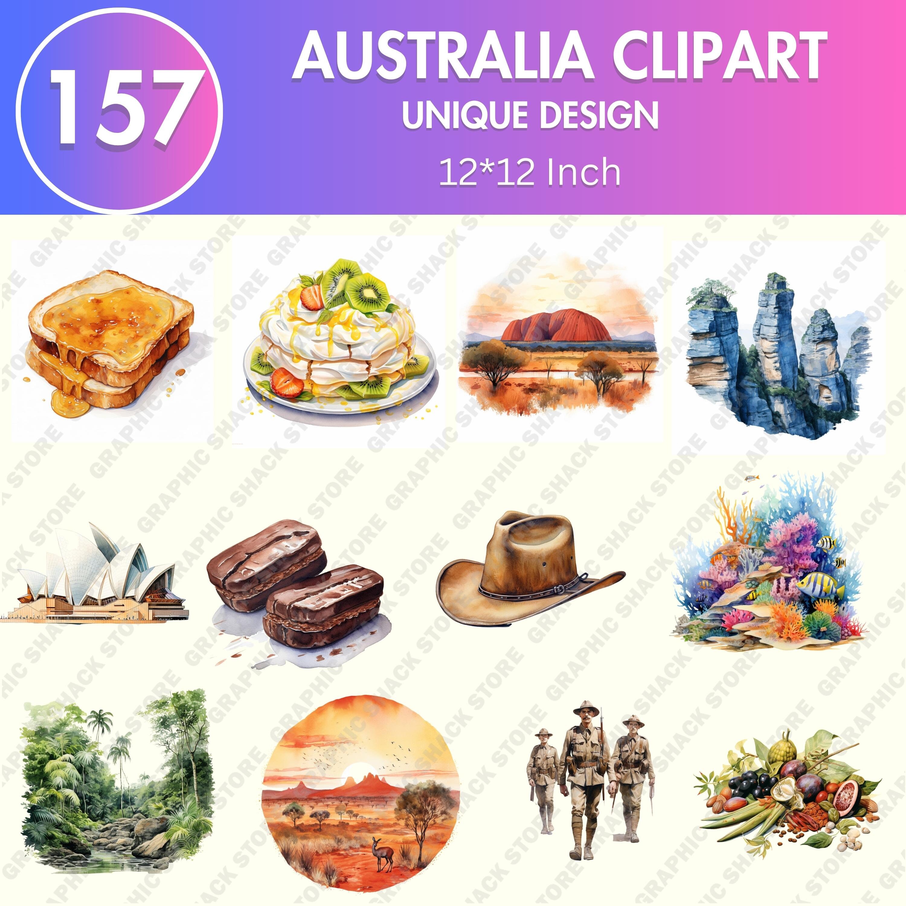 157 Watercolor Australia PNG Clipart Bundle, Australia Summer Travel ...