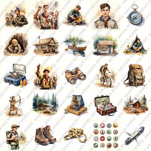 96 Watercolor Scout Life Clipart | Boy & Girl Scout PNG Clipart ...