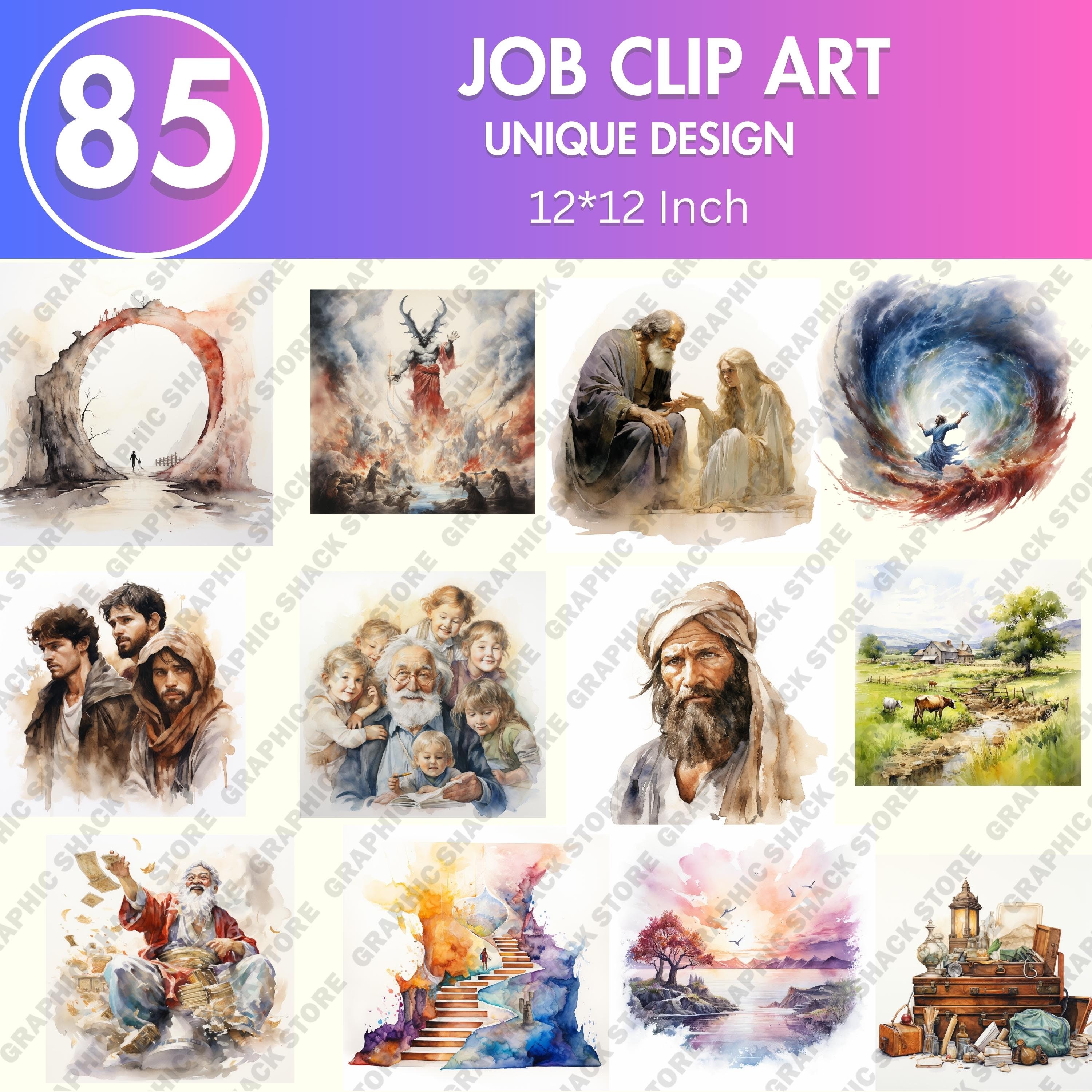85 PNG Watercolor Job Clip Art Christian Religious Bible Based Story ...