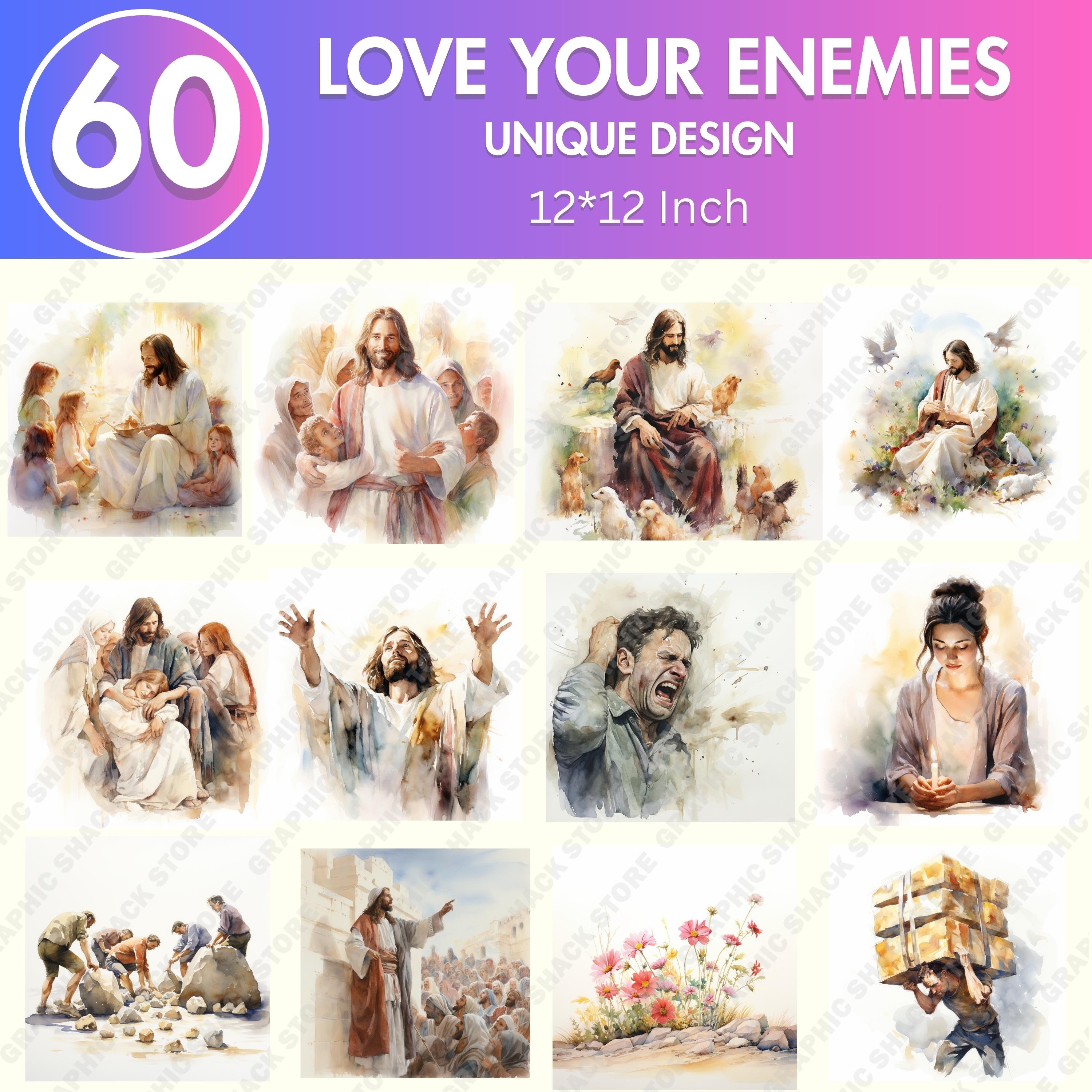 60 Watercolor Love Your Enemies Clipart Christian Religious Bible Based ...