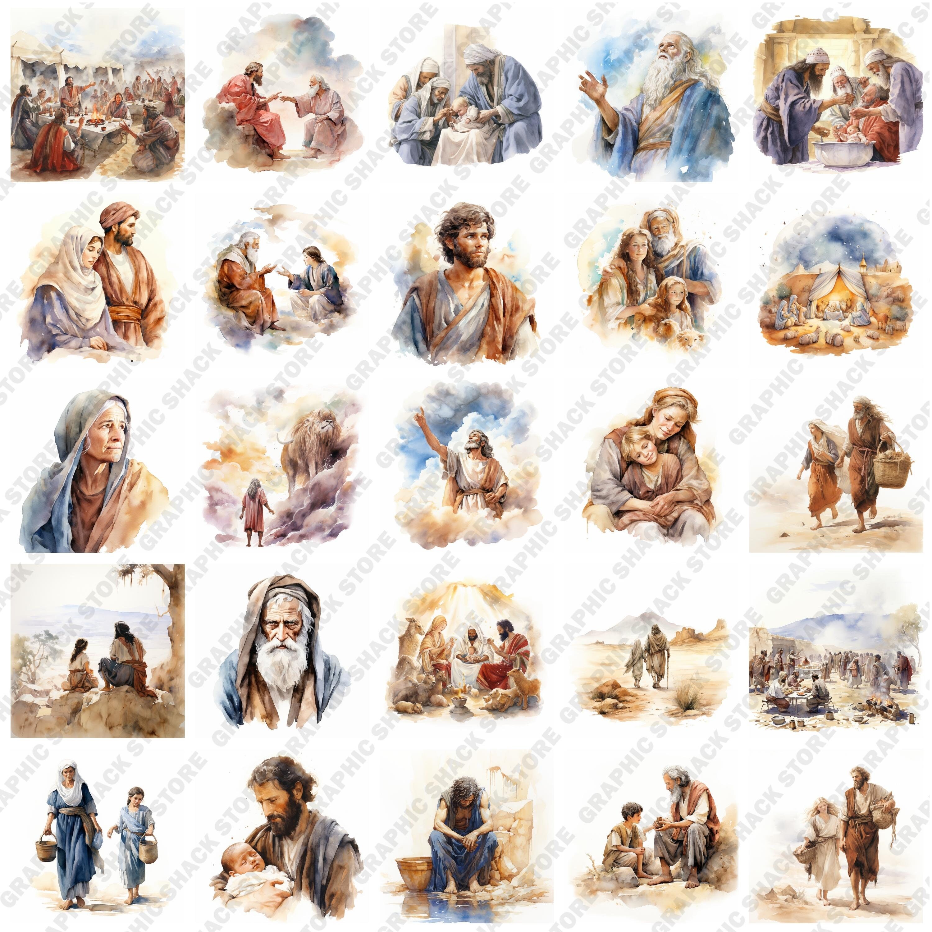 133 Watercolor Cliparts of the Birth of Isaac & Hagar and Ishmael's ...