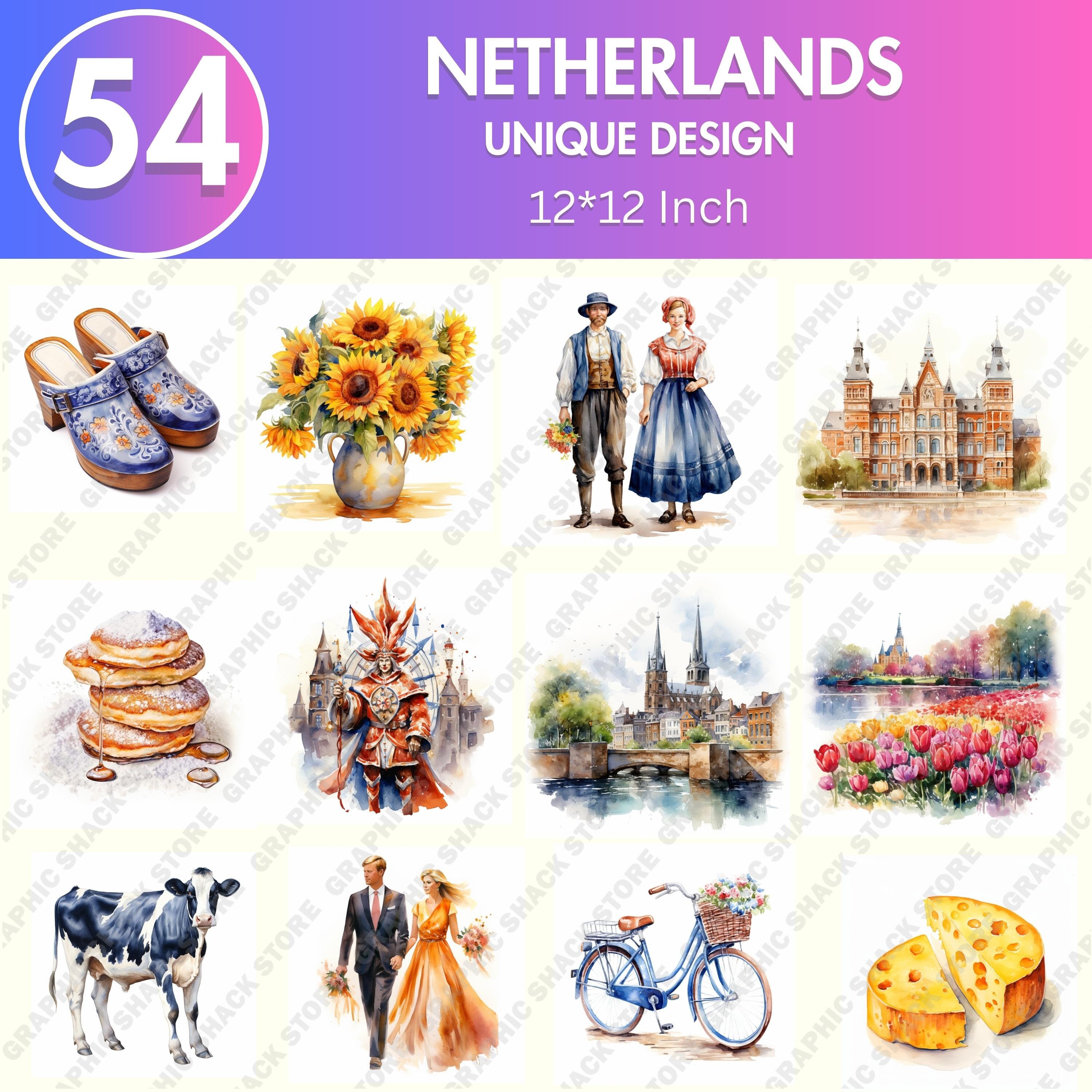 54 Watercolor Netherlands PNG Clipart Bundle, Netherlands Travel ...