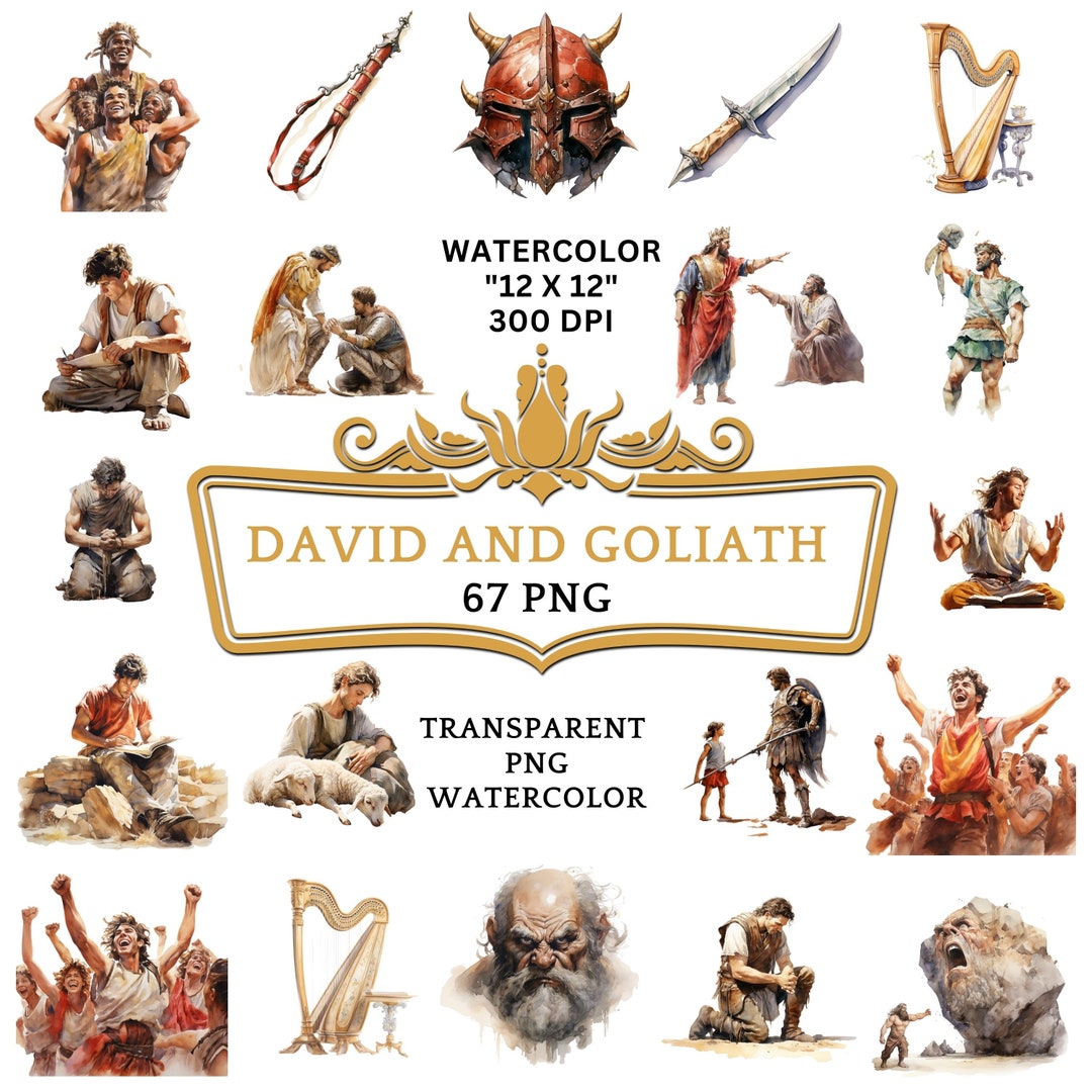 67 PNG Watercolor David and Goliath Clip Art | Christian Religious ...