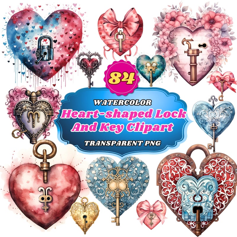 Heart Shaped Locks With Keys - Etsy