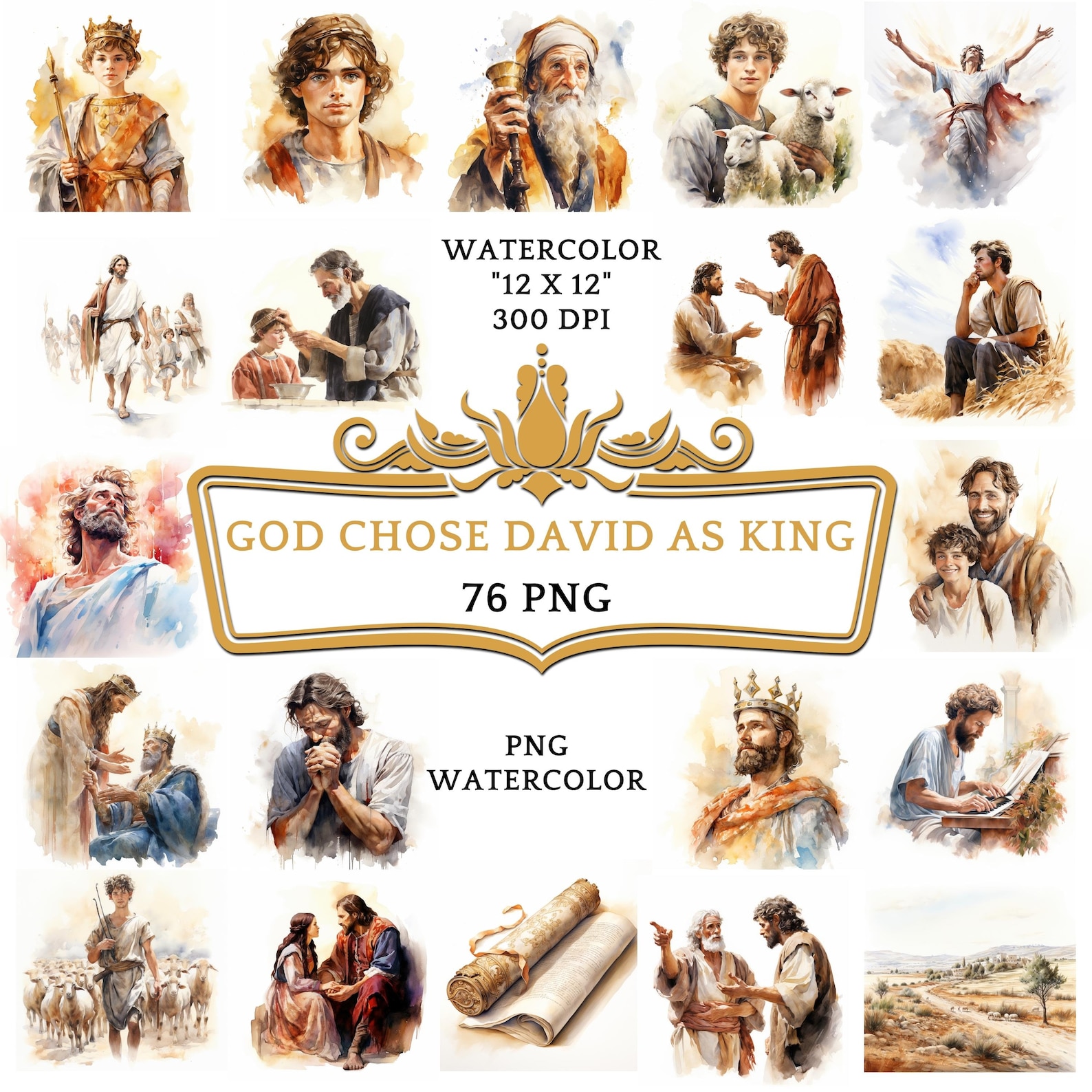 76 PNG Watercolor God Chose David as King Clipart Christian Religious ...