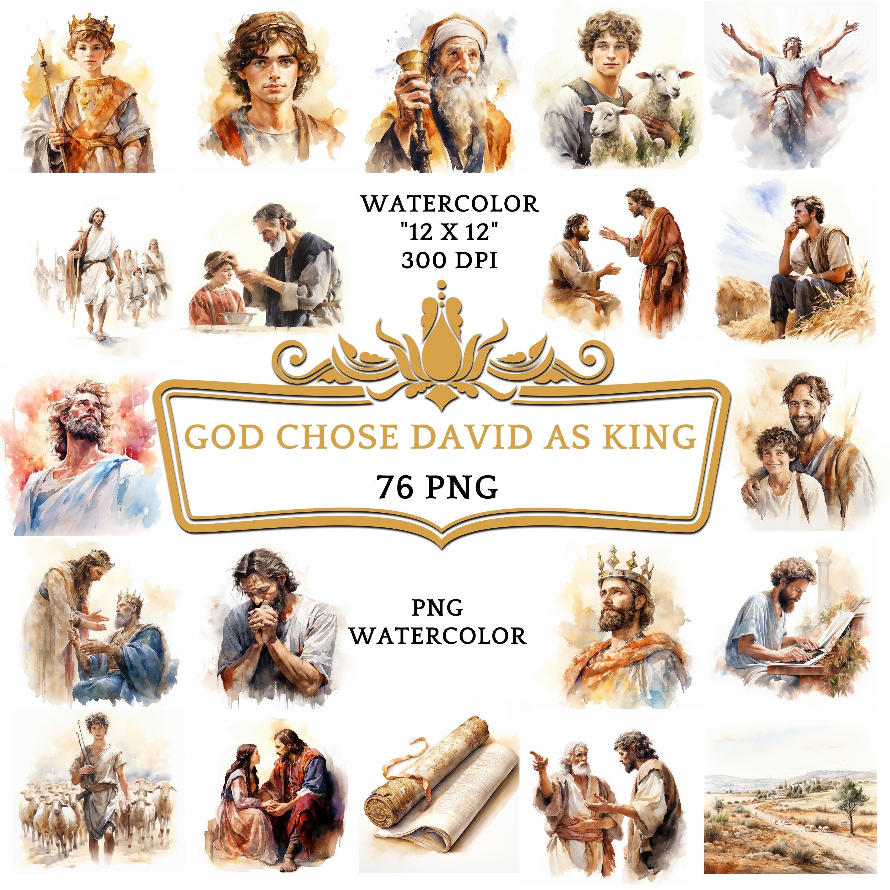 76 PNG Watercolor God Chose David as King Clipart Christian Religious ...