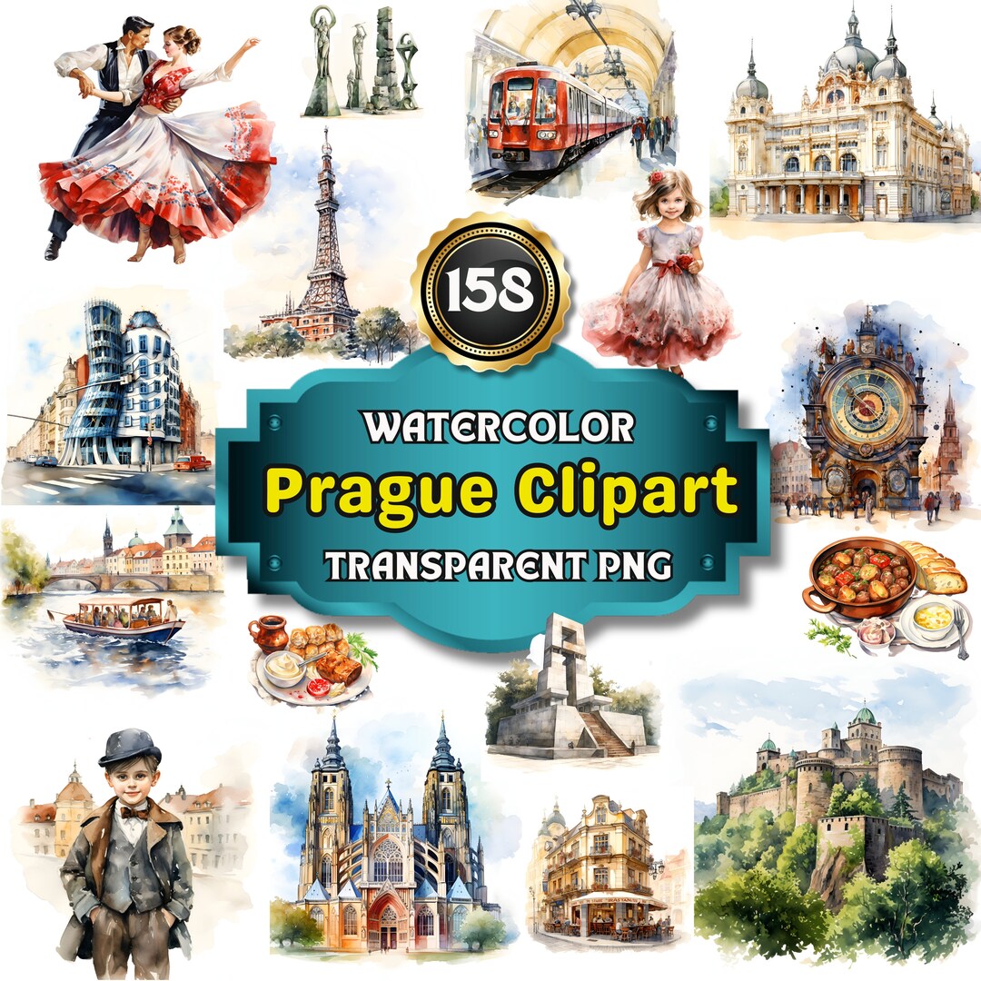 Watercolor Prague Clipart | 158 Czechia Prague Summer Travel Clip Art ...