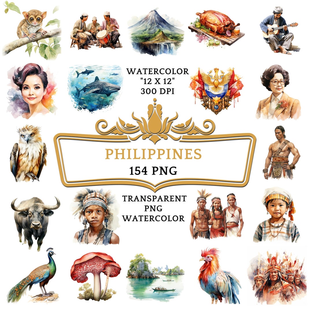 154 Watercolor Philippines PNG Clipart Bundle, Philippines Travel ...