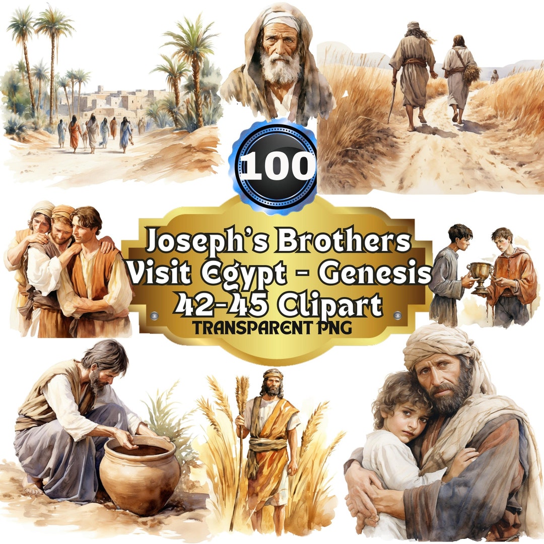 100 Watercolor Cliparts of Joseph's Brothers in Egypt, Genesis 42-45 ...
