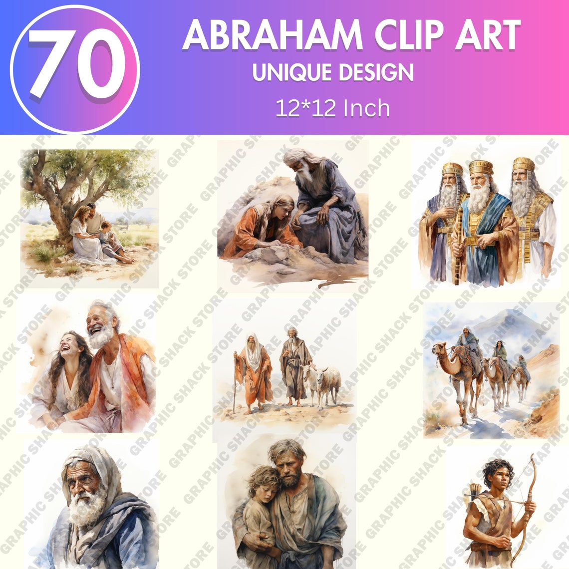 70 PNG Watercolor Abraham Clip Art | Christian Religious Bible Based ...