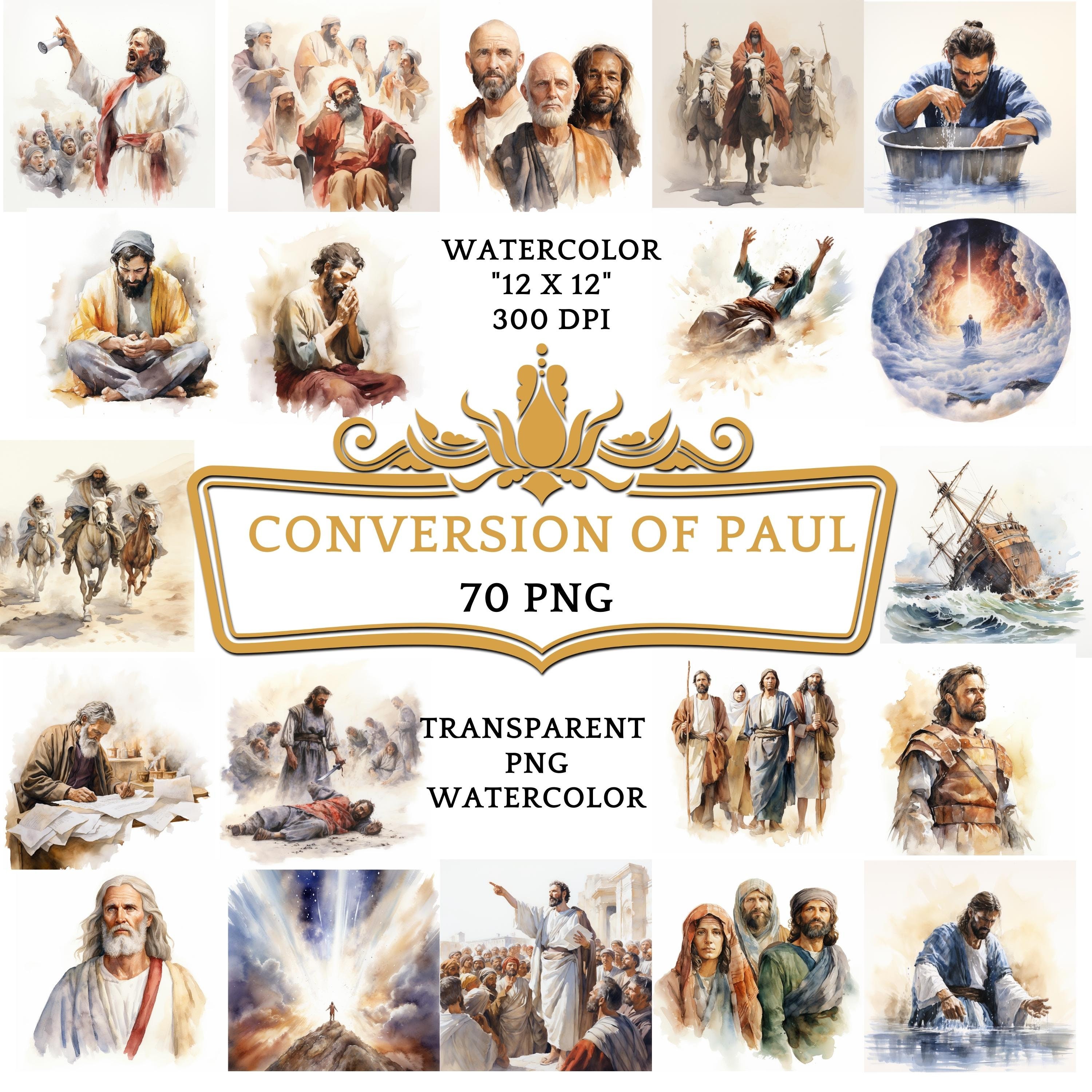 70 PNG Watercolor Conversion of Paul Clip Art| Christian Religious ...