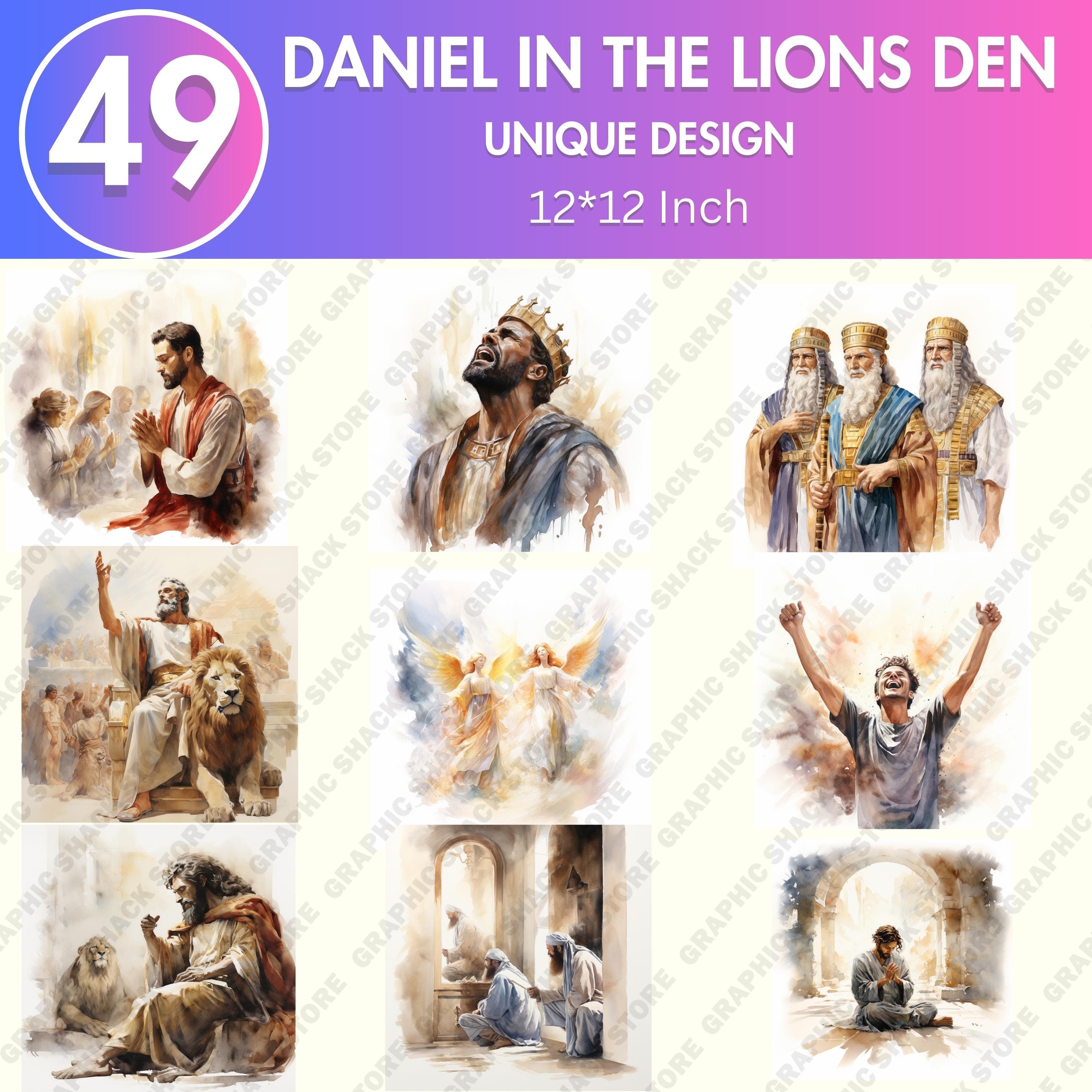 49 Watercolor Daniel in the Lions Den Clip Art Christian Religious ...