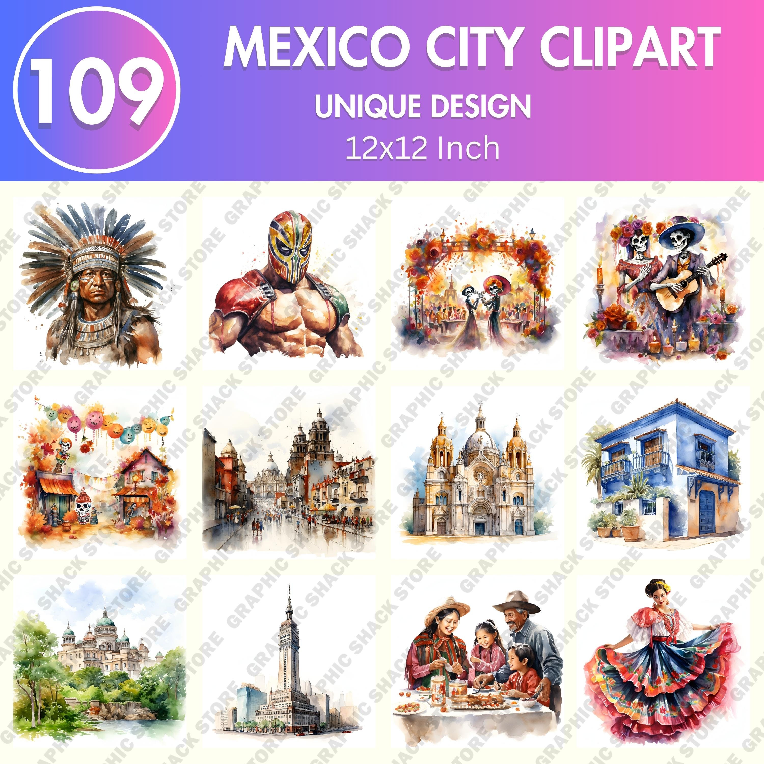 109 Watercolor Mexico City Clipart | Mexico Artwork, Travel, Food ...