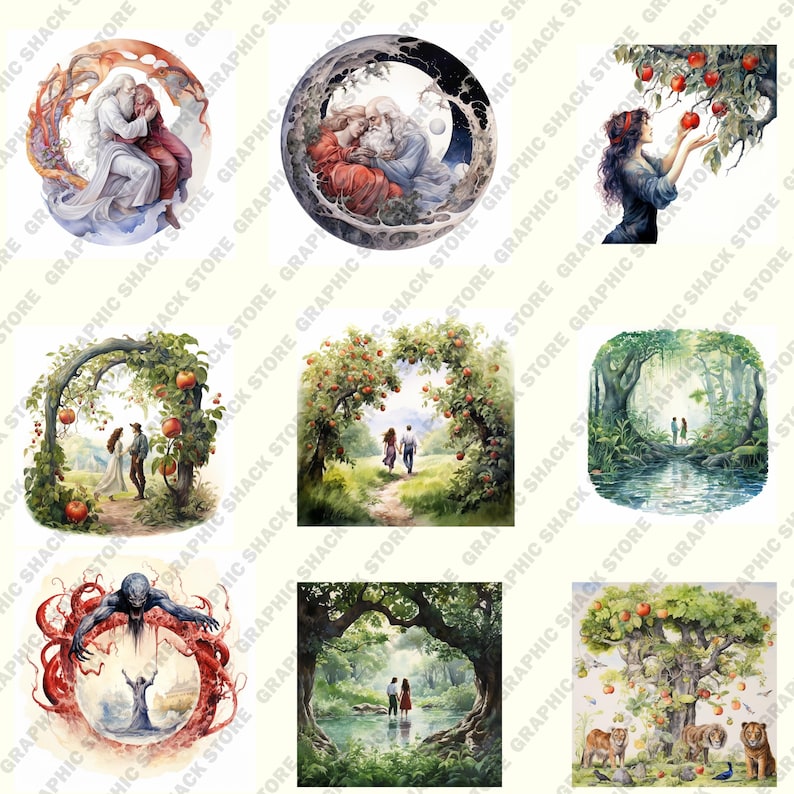 61 PNG Watercolor Adam and Eve Clip Art Christian Religious Bible Based ...