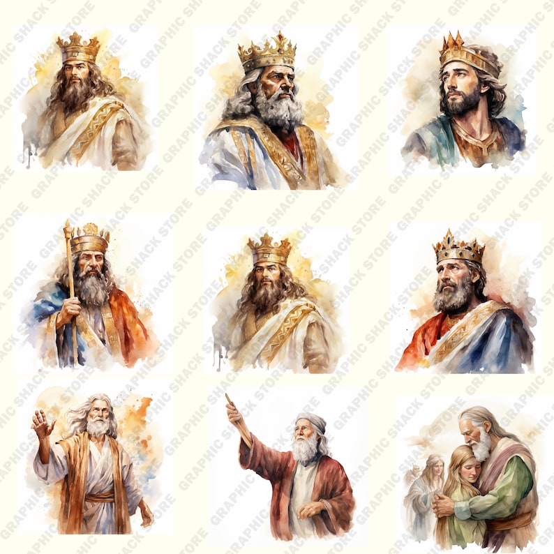 82 Watercolor Prophet Isaiah Clip Art Christian Religious Bible Based ...