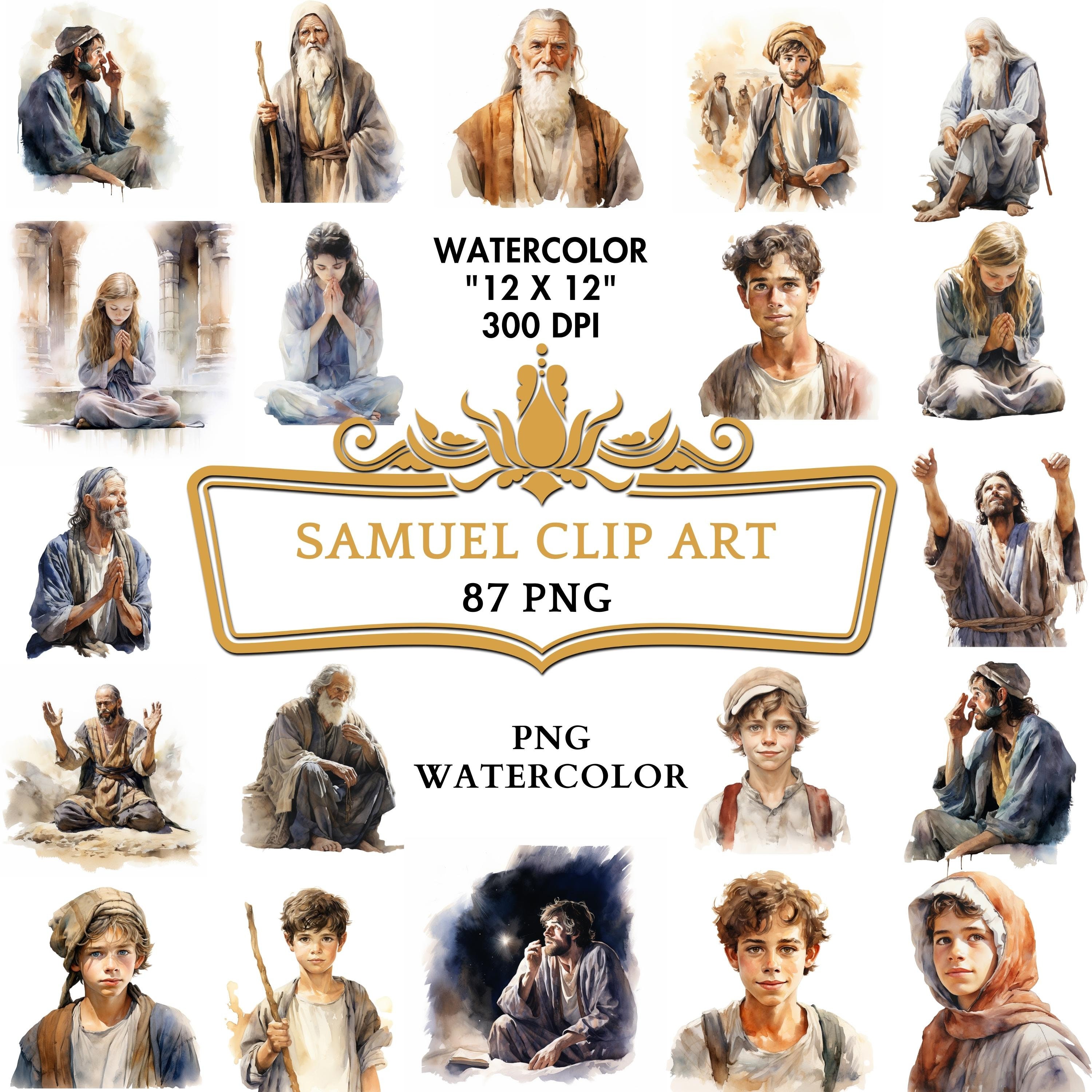 87 Watercolor Samuel PNG Clip Art Christian Religious Bible Based Story ...