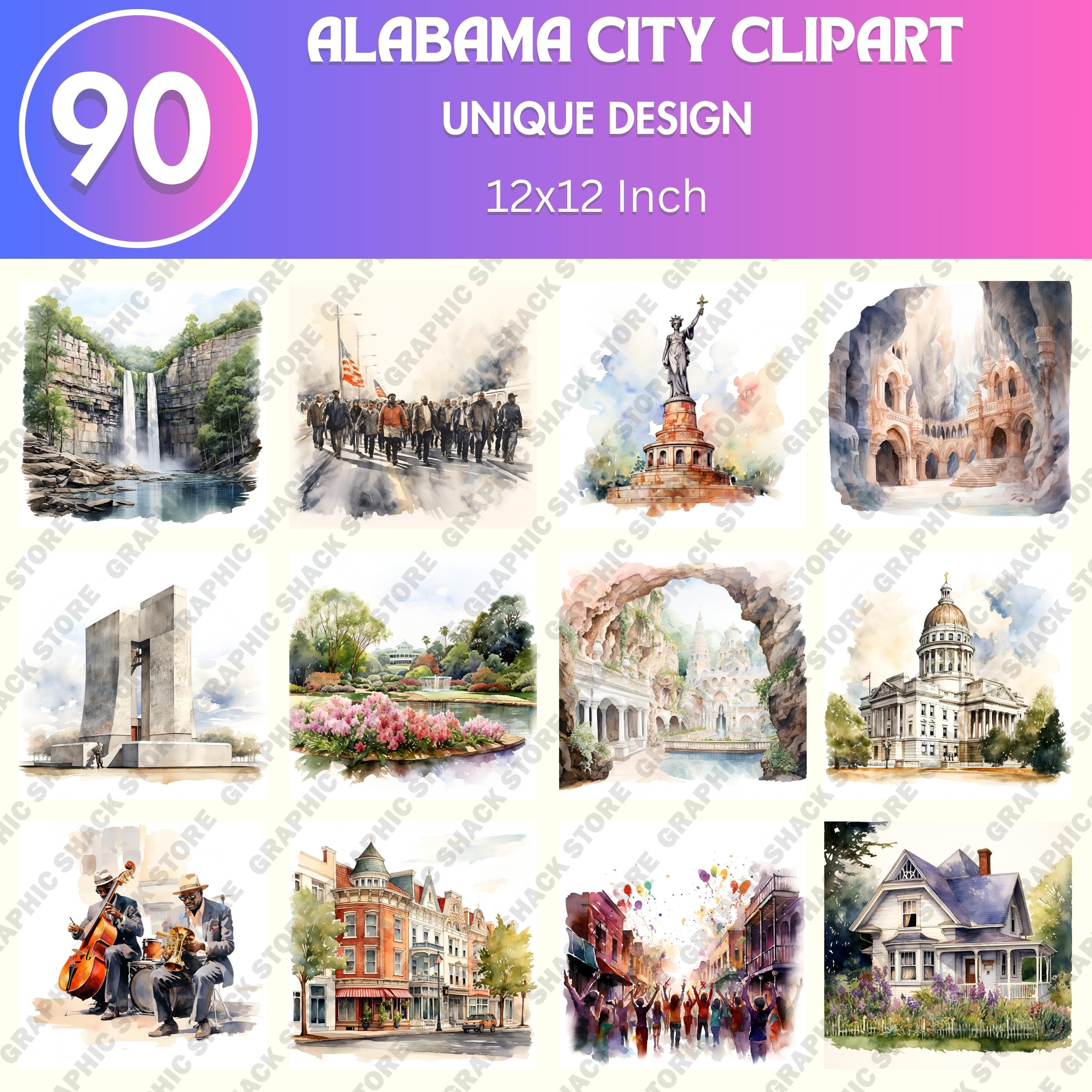 90 Watercolor Alabama Clipart Bundle Printable Alabama PNG - Etsy