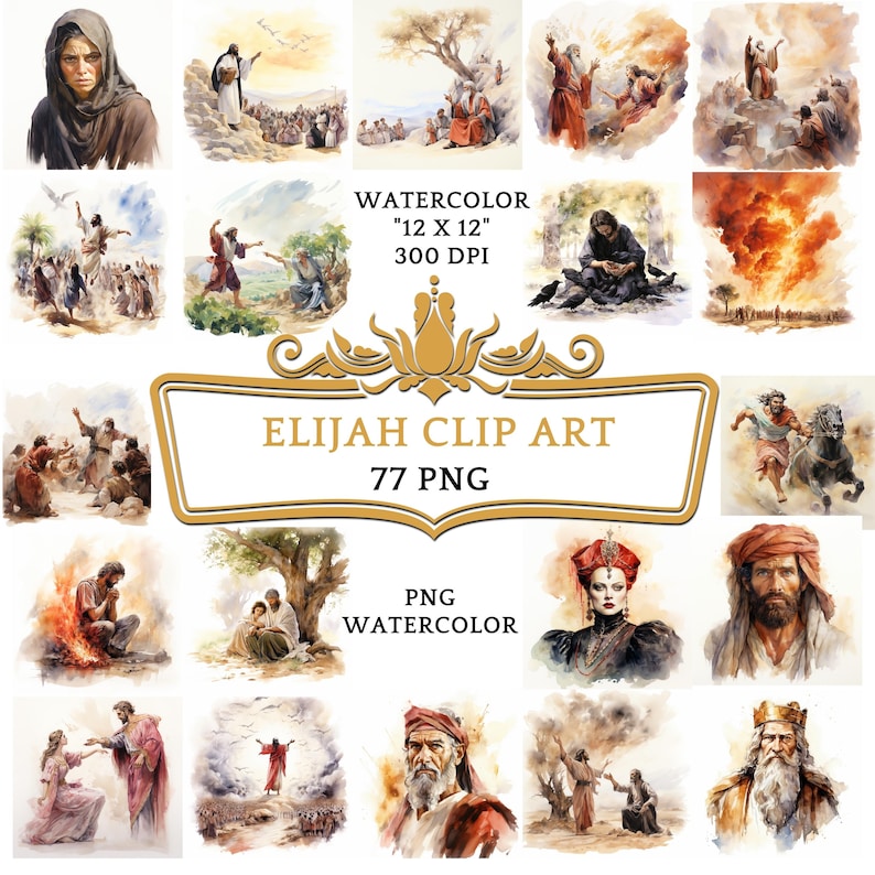 77 PNG Watercolor Elijah Clip Art Christian Religious Bible - Etsy