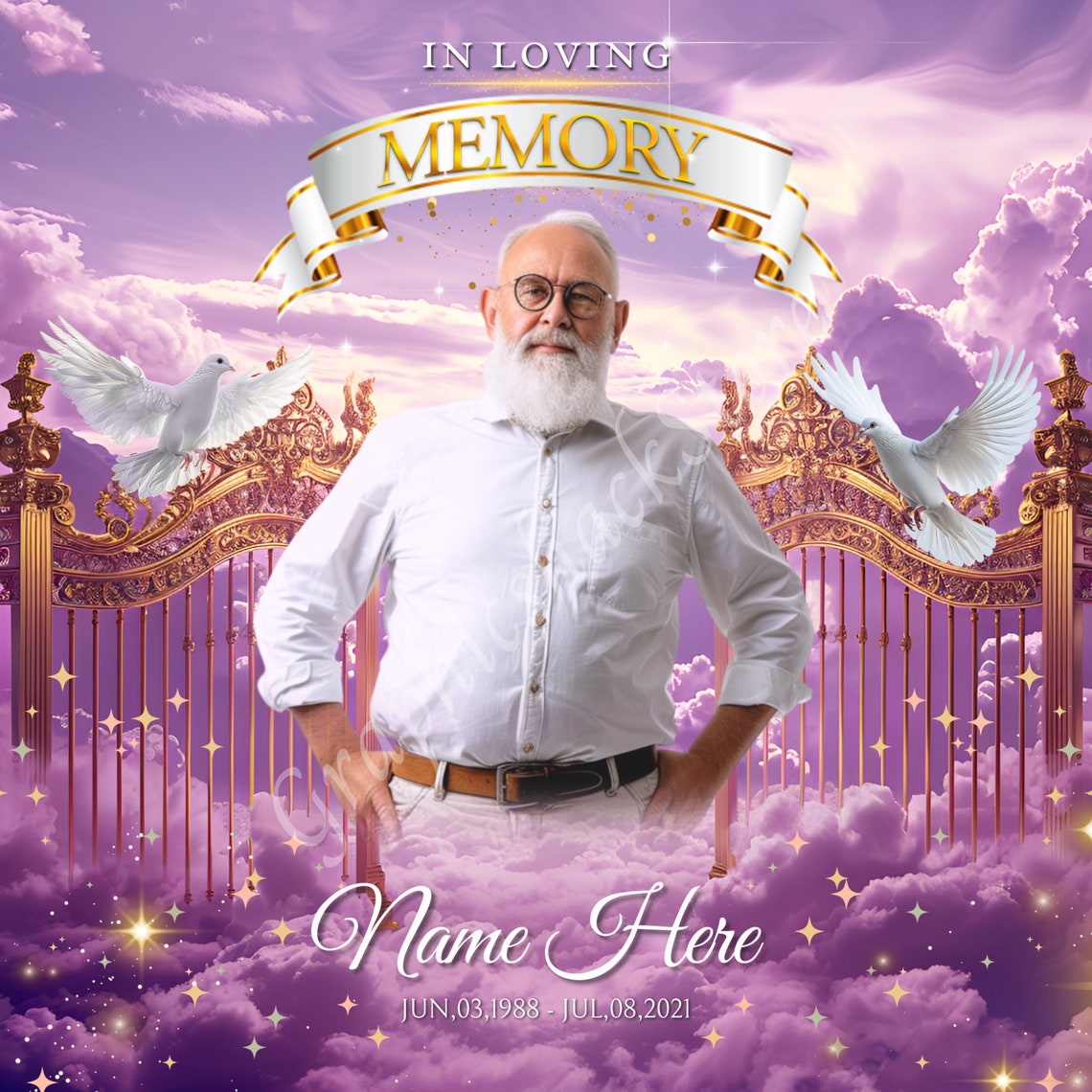In Loving Memory PNG, Purple Rest in Peace, 2 Memorial Backgrounds ...