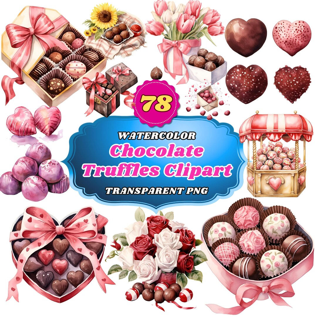 78 Decadent Valentine's Day Chocolates Clipart Set - Luscious ...