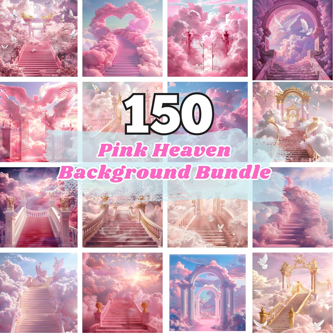 150x Pink Heaven Memorial Background PNG Bundle, in Loving Memory PNG ...