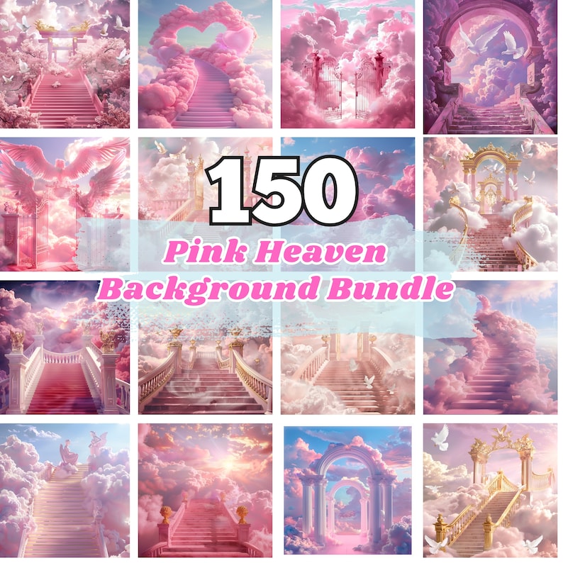 150x Pink Heaven Memorial Background PNG Bundle, in Loving Memory PNG ...