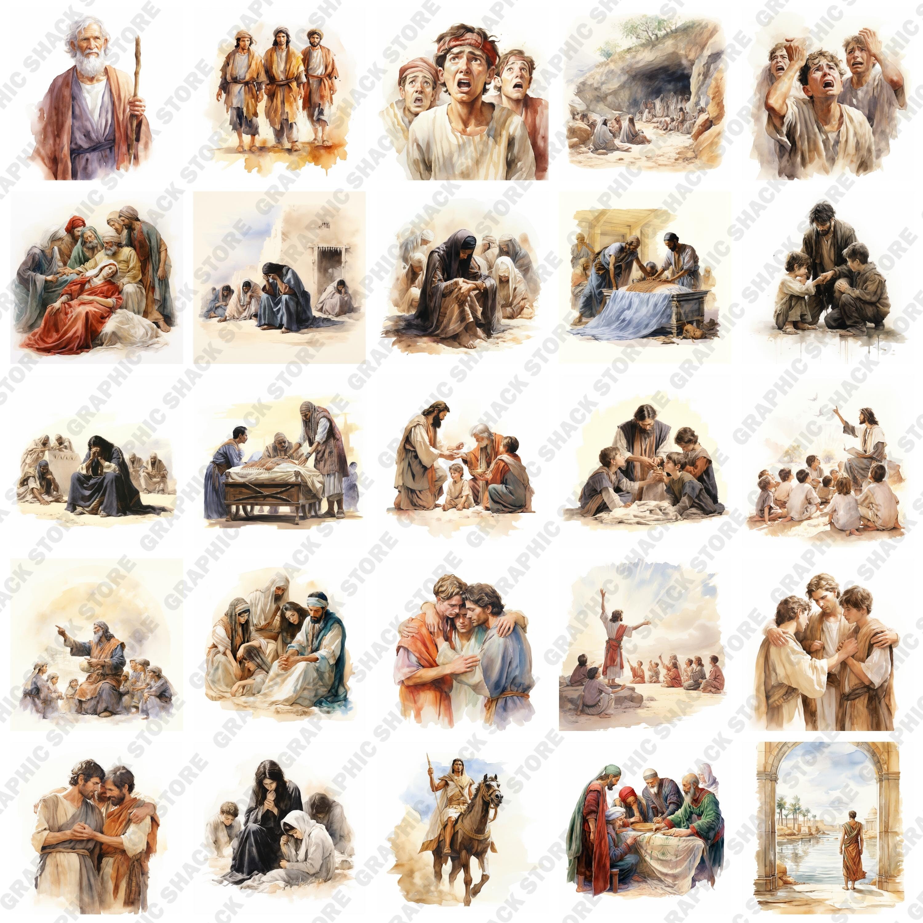 99 Watercolor Cliparts of the Death of Jacob and Joseph - Genesis 49-50 ...
