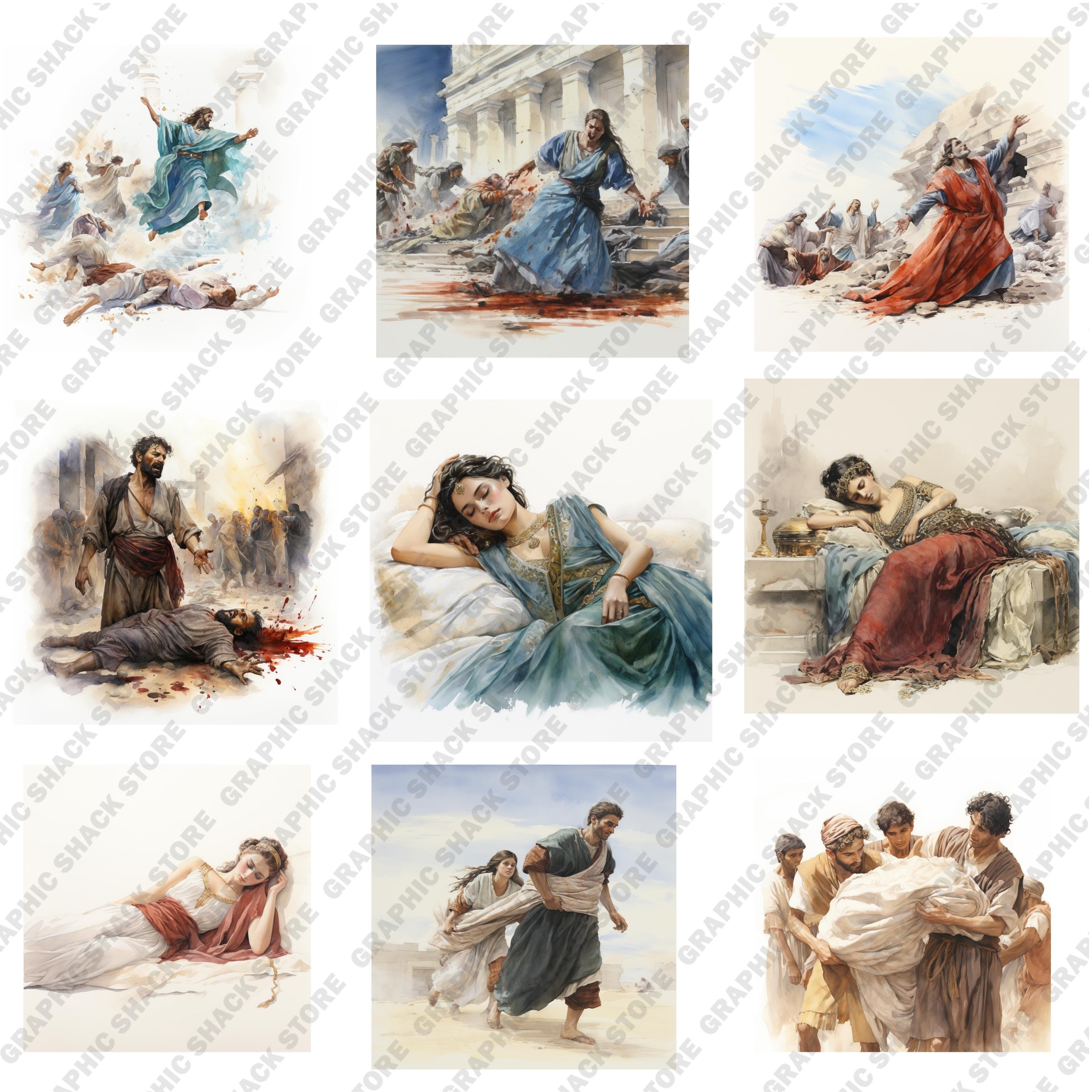84 Watercolor Ananias and Sapphira Clipart Christian Religious Bible ...