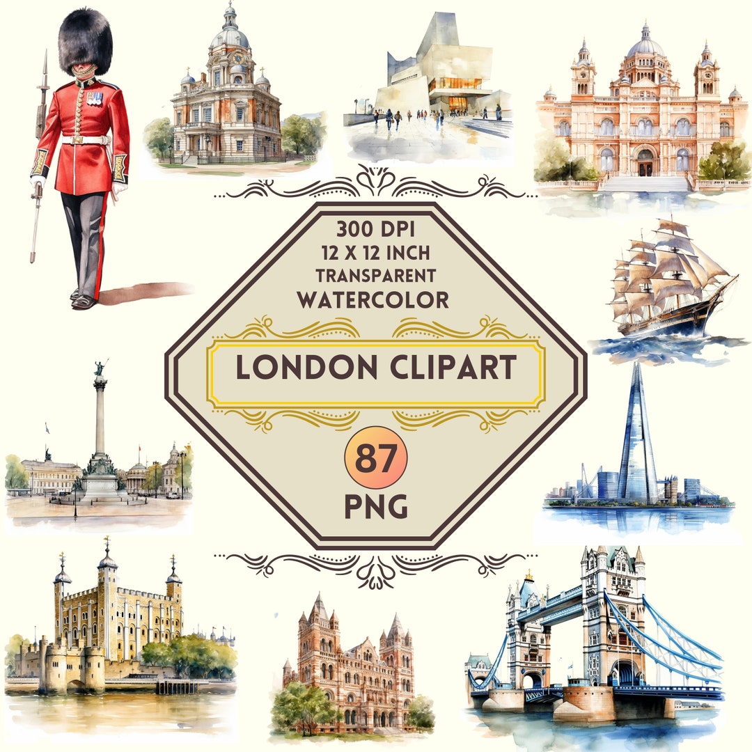 87 Watercolor London Clipart PNG Bundle | Londoner Landmarks, Travel ...