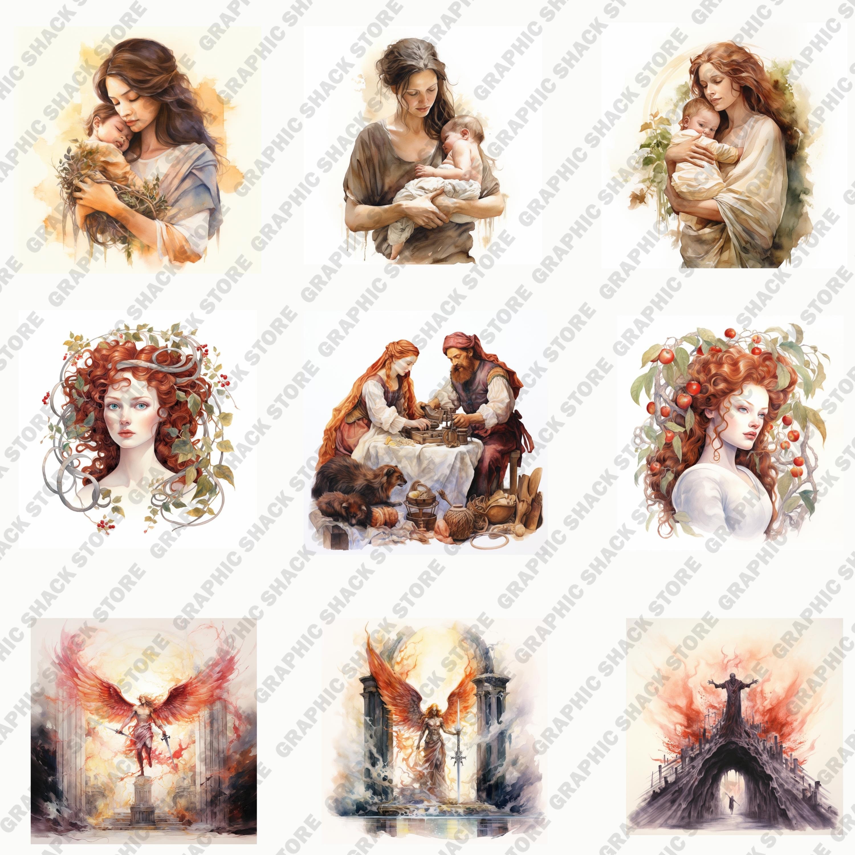 61 PNG Watercolor Adam and Eve Clip Art Christian Religious Bible Based ...