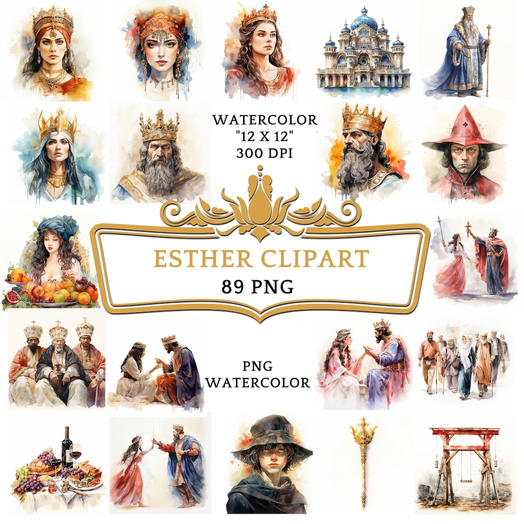 89 PNG Watercolor Esther Clip Art | Christian Religious Bible Based ...