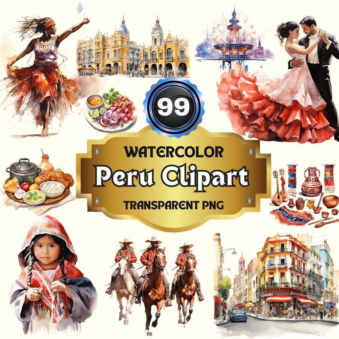 99 Watercolour Peru Clipart Bundle, Peruvian Landmarks Clipart for ...