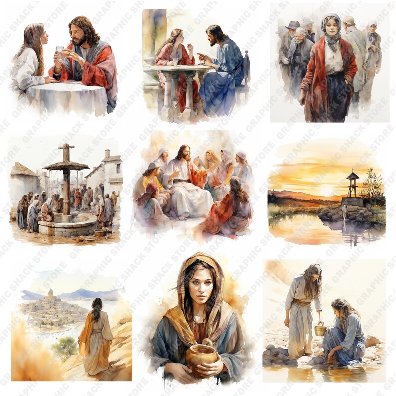 72 PNG Watercolor the Samaritan Woman Clip Art | Christian Religious ...